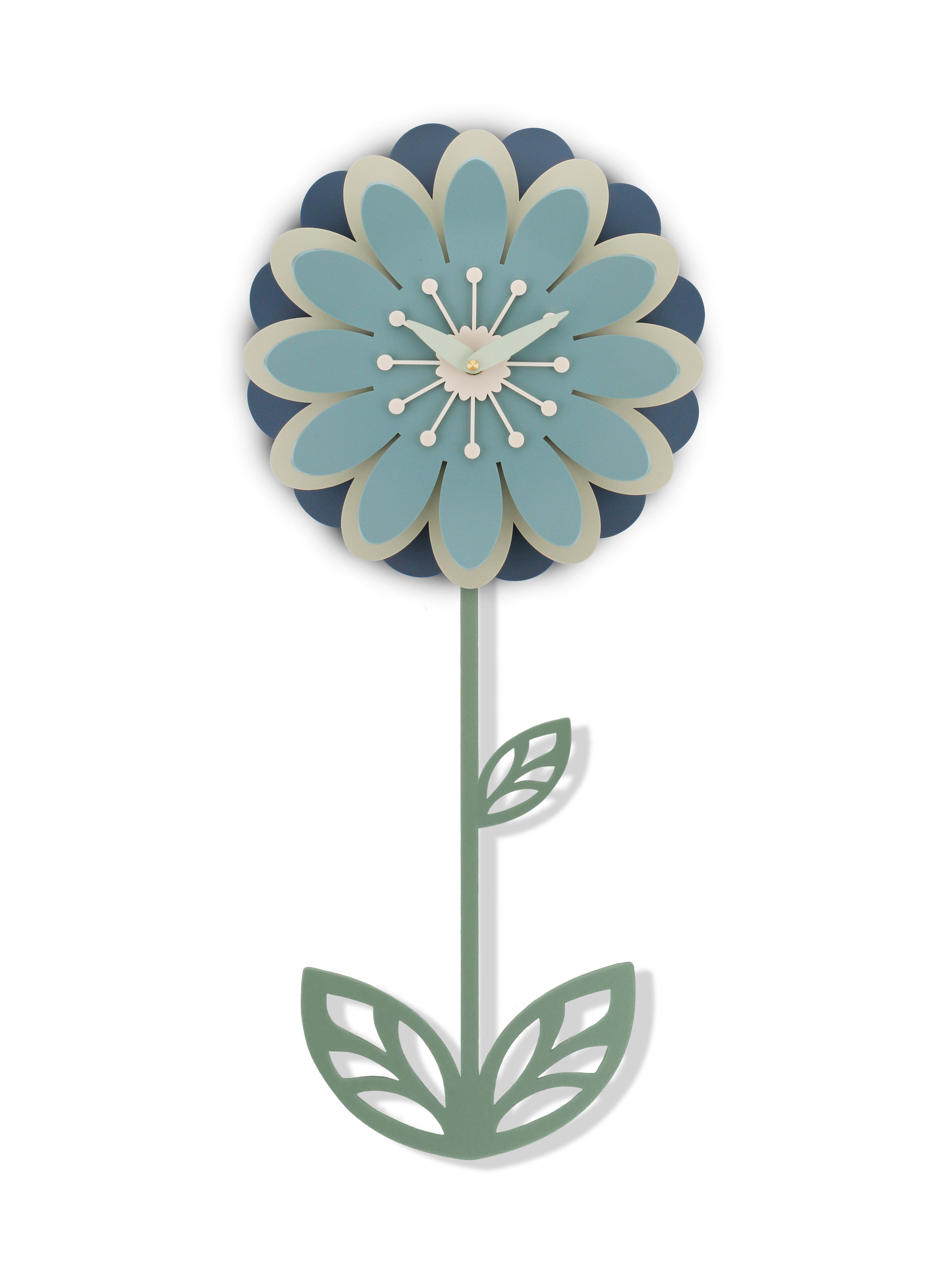 Daisy Blue Pendulum Wall Clock – Colourful Time